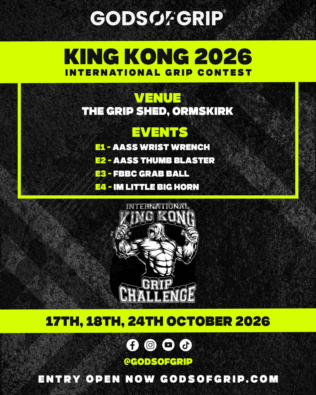 2026 Annual International King Kong Grip Challenge - Gods Of Grip